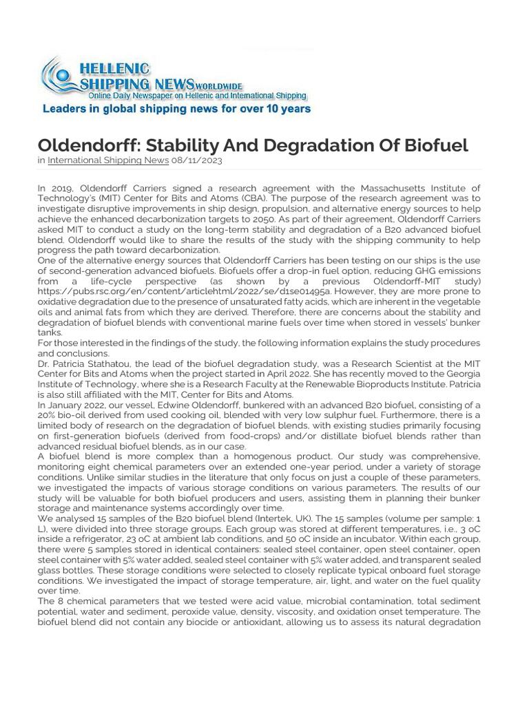 2023 HELLENIC SHIPPING Oldendorff - Stability and Degradation of ...