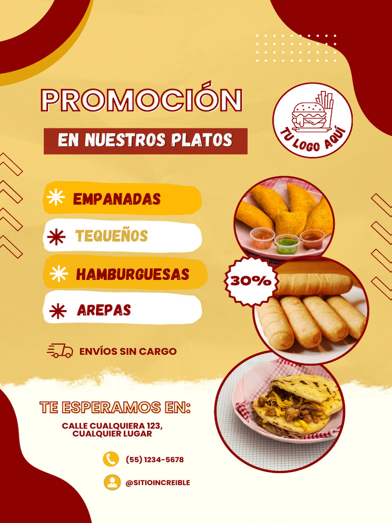 Cartel Vertical Promoción Comidas Moderno Rojo y Amarillo - 20240327 ...
