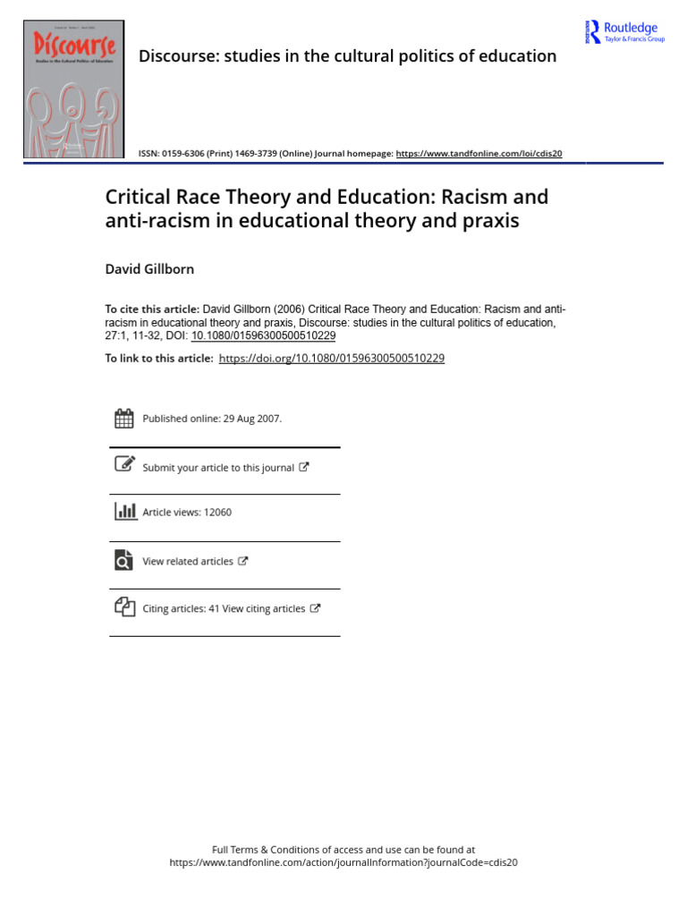 Critical Race Theory and Education | PDF | Critical Race Theory | Racism