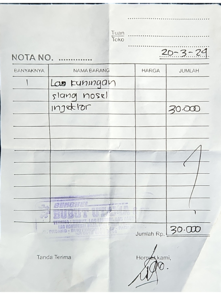 20-03-2024 - 3 Nota Toko Bubut Utama (1 BH Las Kuningan Stang Nozel ...