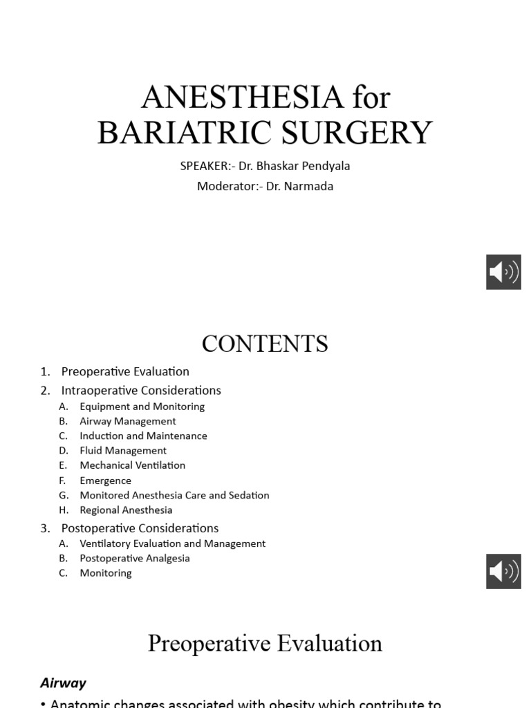 Anesthesia For Bariatric Surgery | PDF