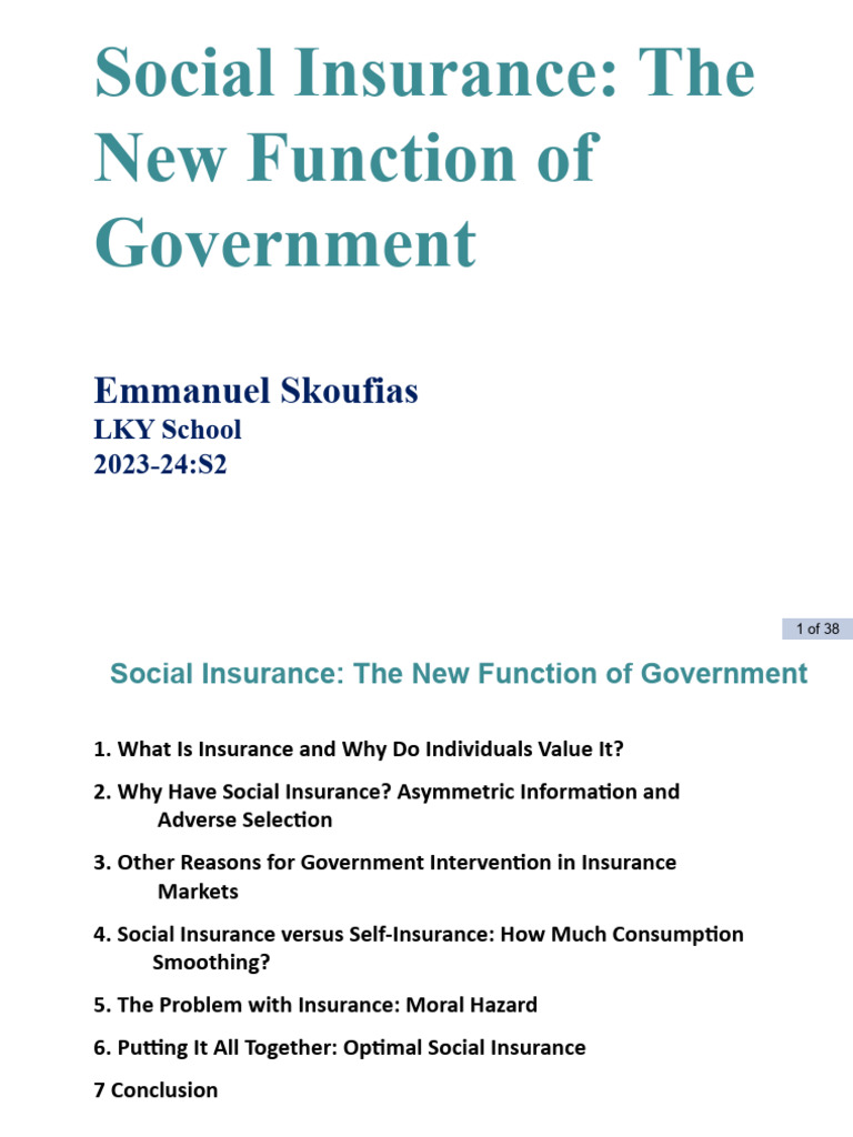 Social Insurance and Government Role | PDF | Insurance | Adverse Selection