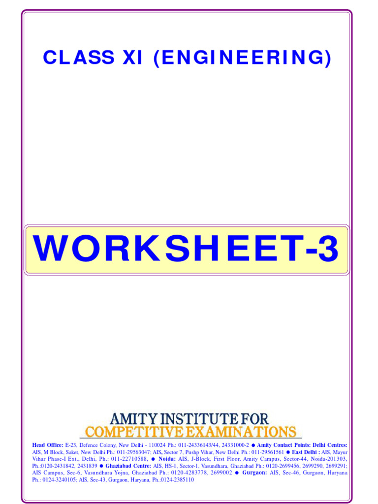 03. Worksheet Class XI PCM (2) | PDF | Logarithm | Mole (Unit)