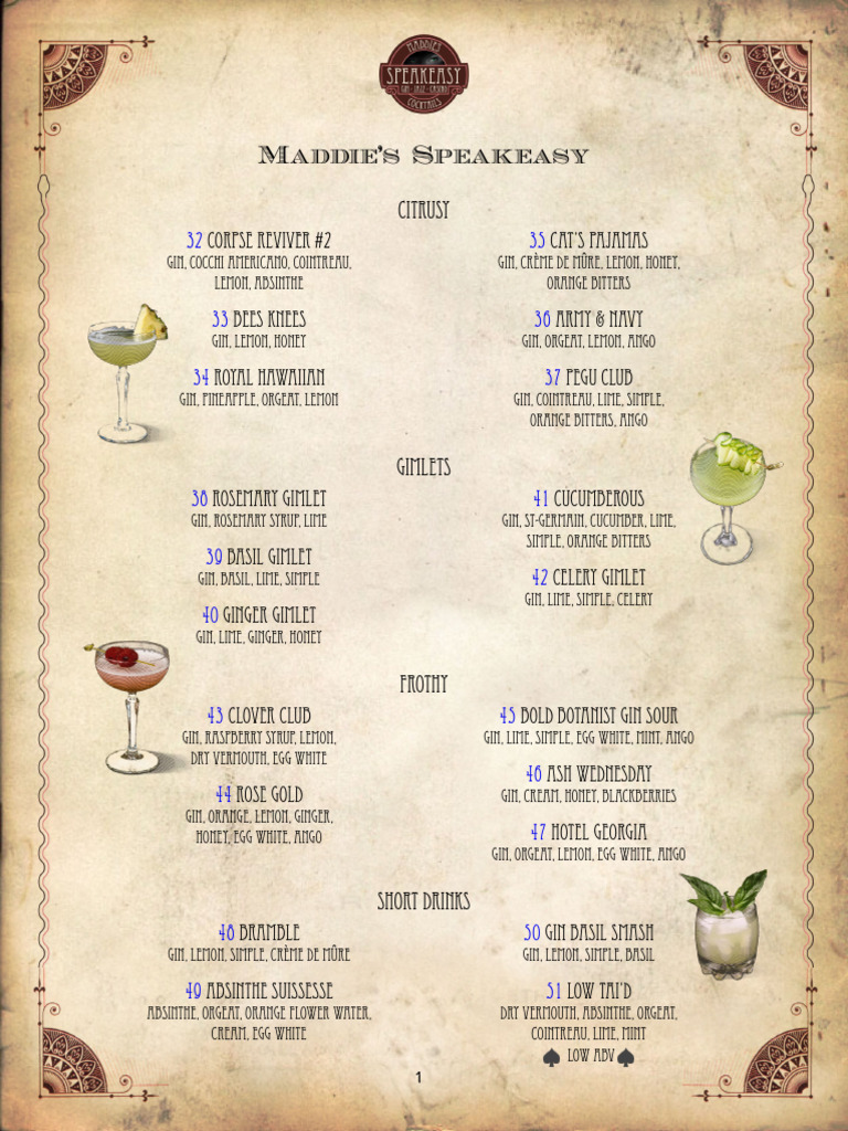 Gin Joint Cocktails | PDF | Martini (Cocktail) | Cocktails