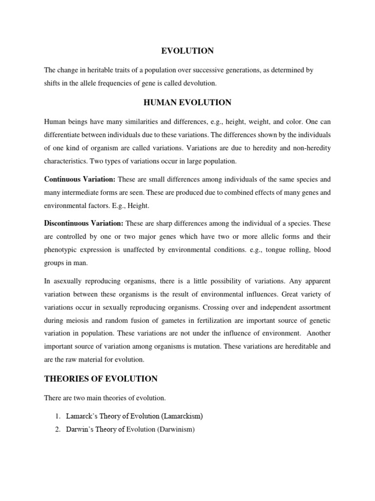 30 April EVOLUTION | PDF | Genetic Variation | Evolution