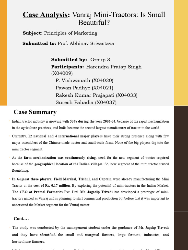 Case Analysis - Vanraj Mini Tractor | PDF | Tractor | Economies