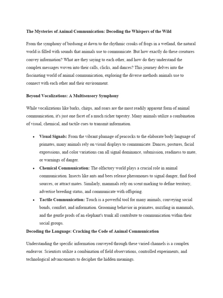 Tactile and Multisensory Animal Signals | PDF | Communication ...