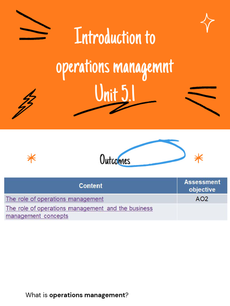 Unit 5.1 Introduction To Operations Management | Download Free PDF ...