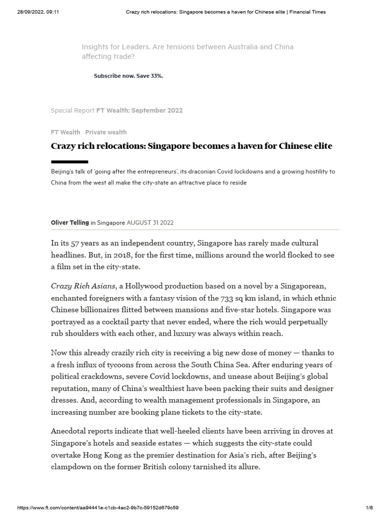 Crazy Rich Relocations - Singapore Becomes A Haven For Chinese Elite ... Crazy Rich Relocations - Singapore Becomes A Haven For Chinese Elite ...