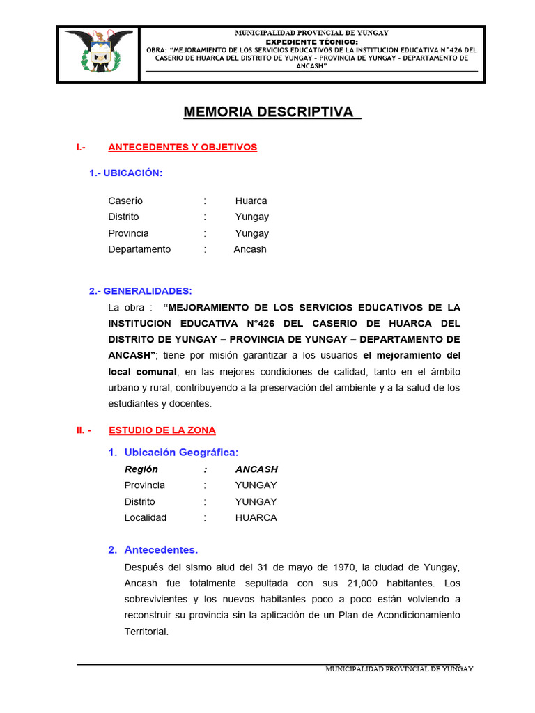 Memoria Descripitiva . | PDF | Fundación (Ingeniería) | Encendiendo