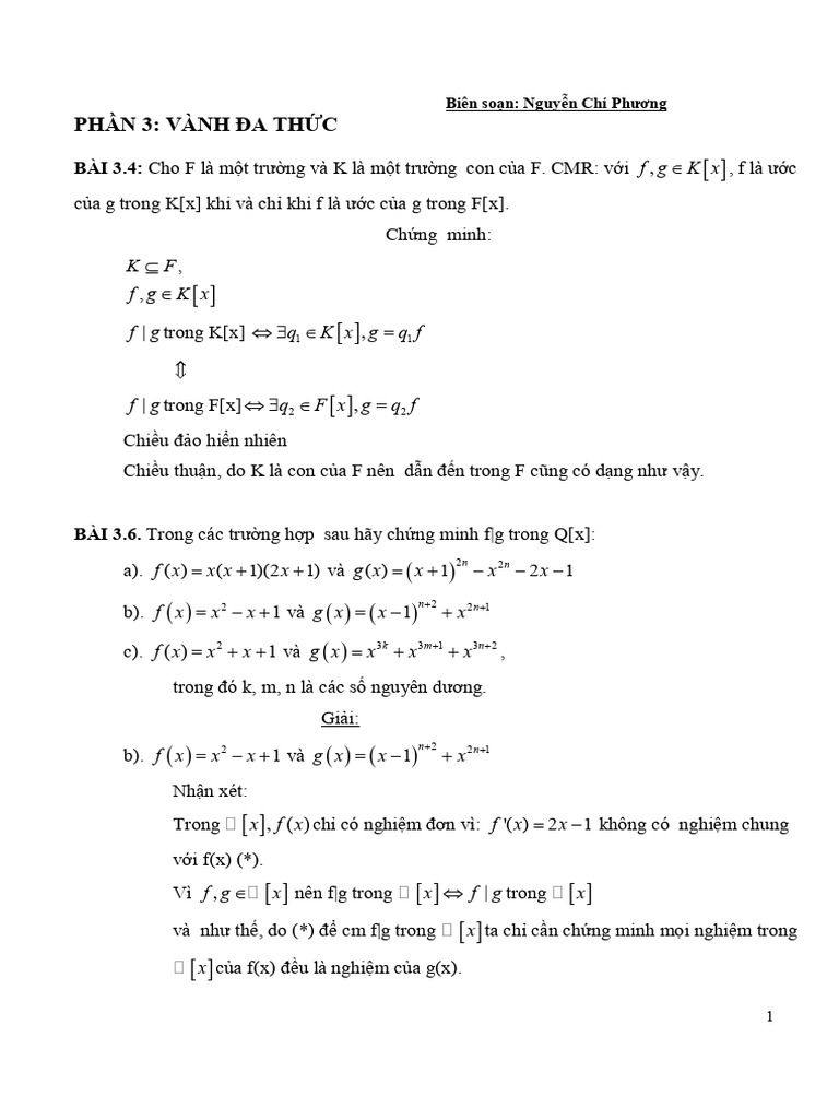Giai Bai Tap DSDC p3 Vanh Da Thuc | PDF