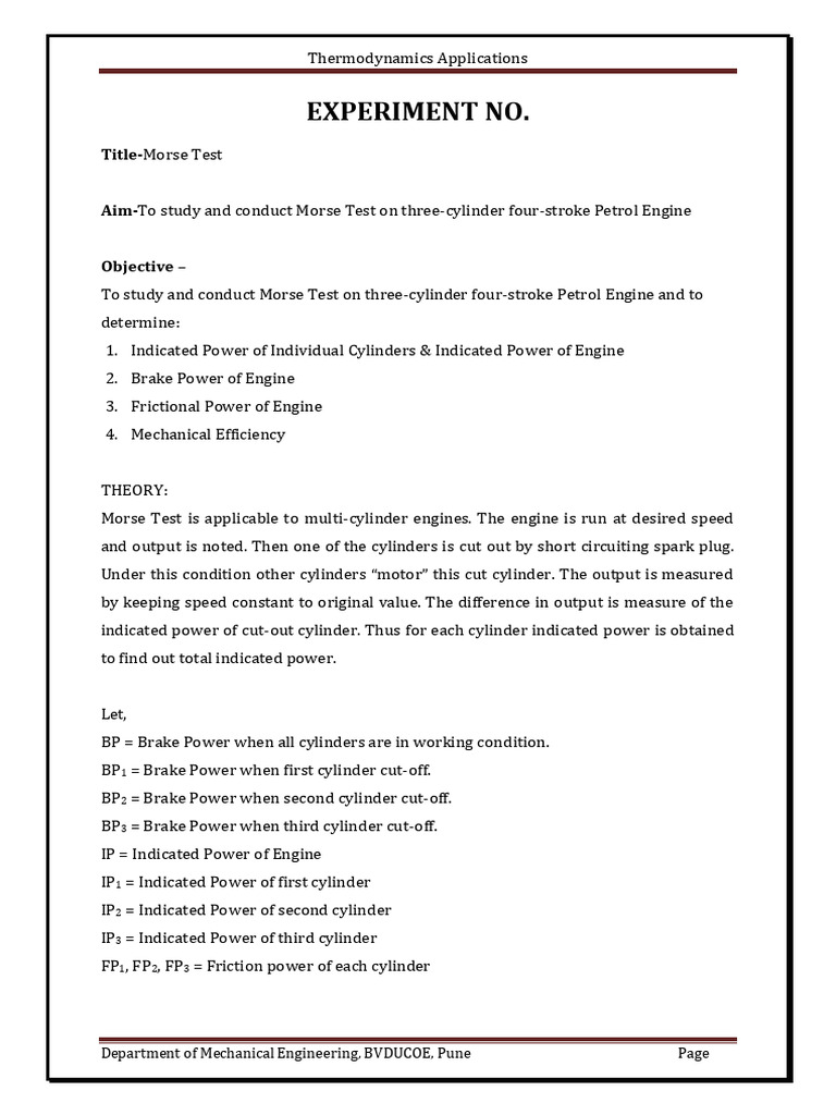 6 Morse Test | Download Free PDF | Engines | Heat