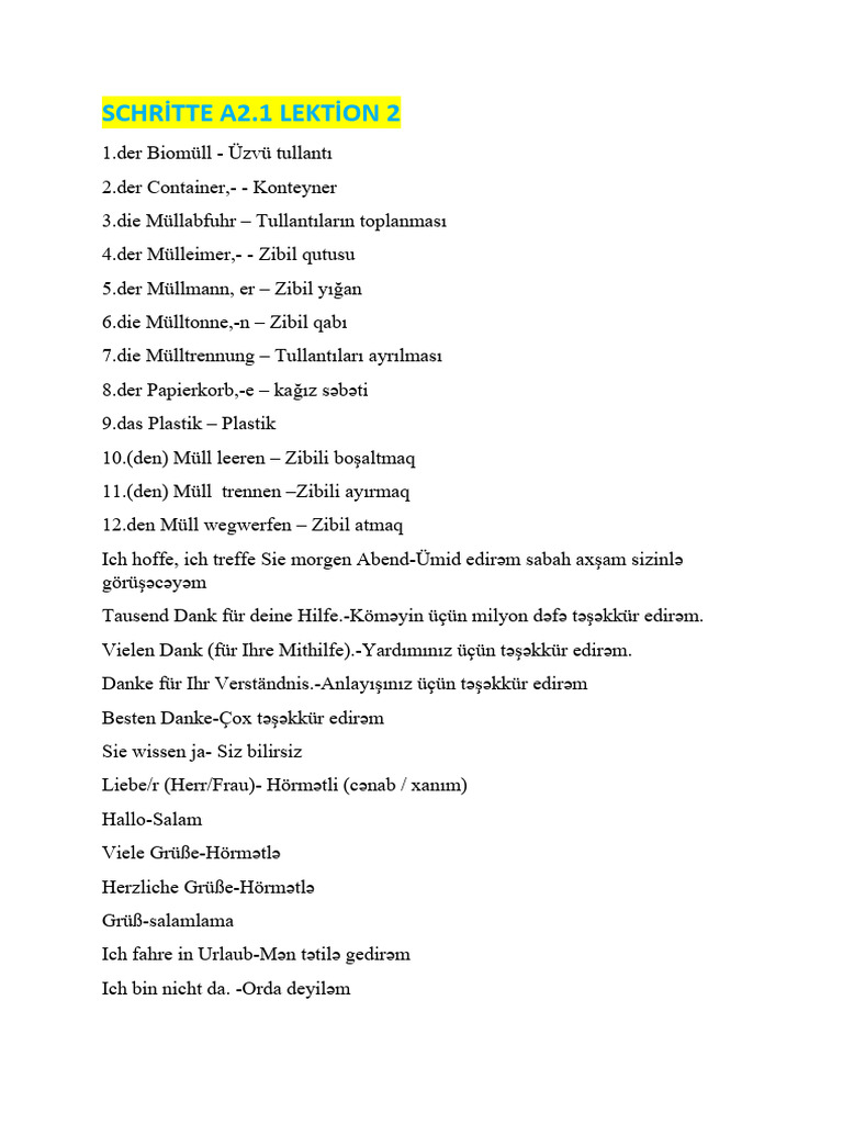 Lektion 2 Schritte A2 1 Wörterbuch | PDF