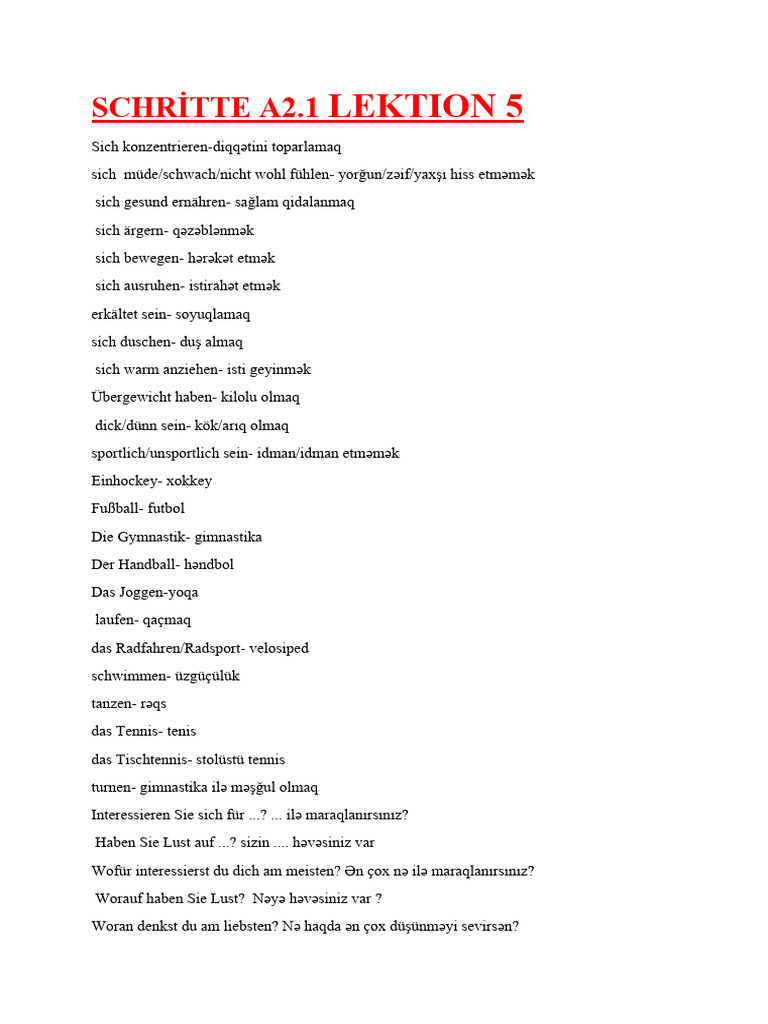 Lektion 5.Schritte A2 ;1 Wörterbuch | PDF
