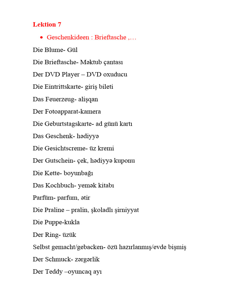 Lektion 7. Schritte A2.1 Wörterbuch | PDF