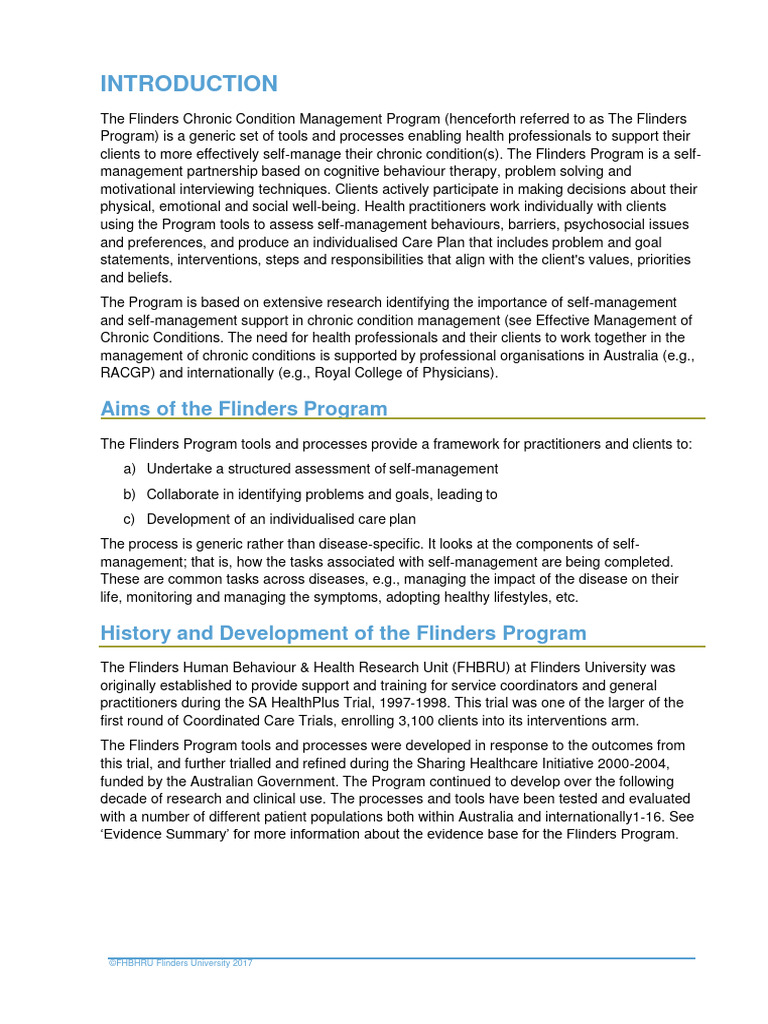 Flinders Model for Chronic Disease Management | PDF | Chronic Condition ...