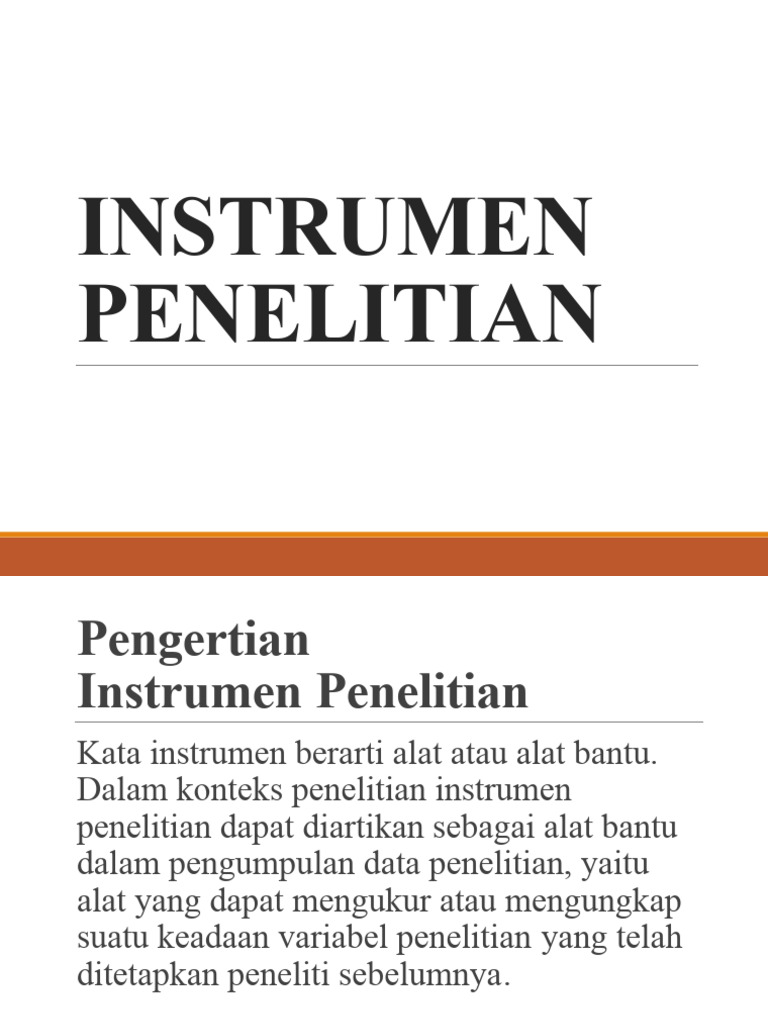 Pengertian dan Jenis Instrumen Penelitian | PDF | Karier & Perkembangan ...