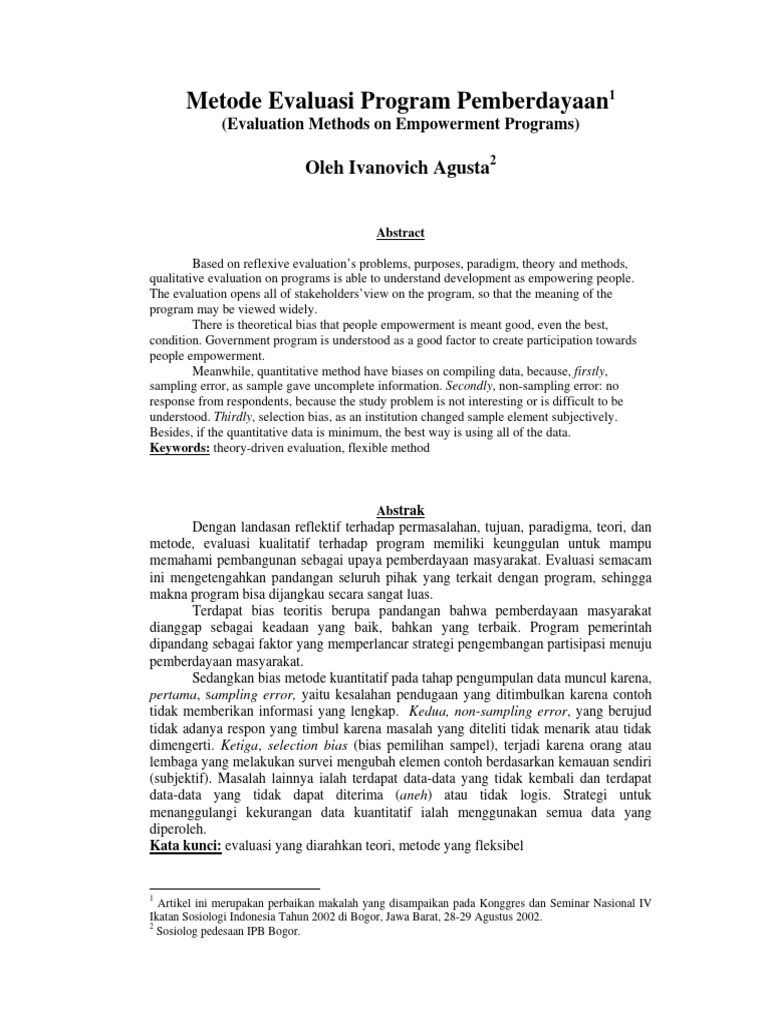 Metode Evaluasi Program Pemberdayaan 1 E | PDF