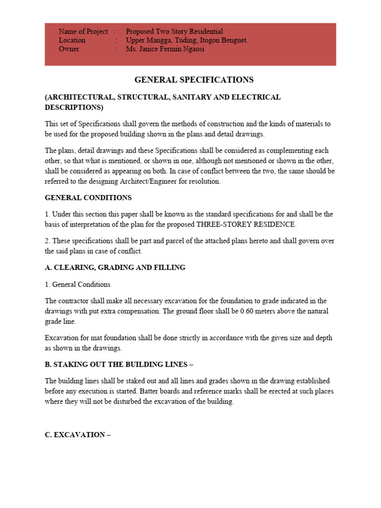 Sample Construction Specifications | PDF | Concrete | Plumbing