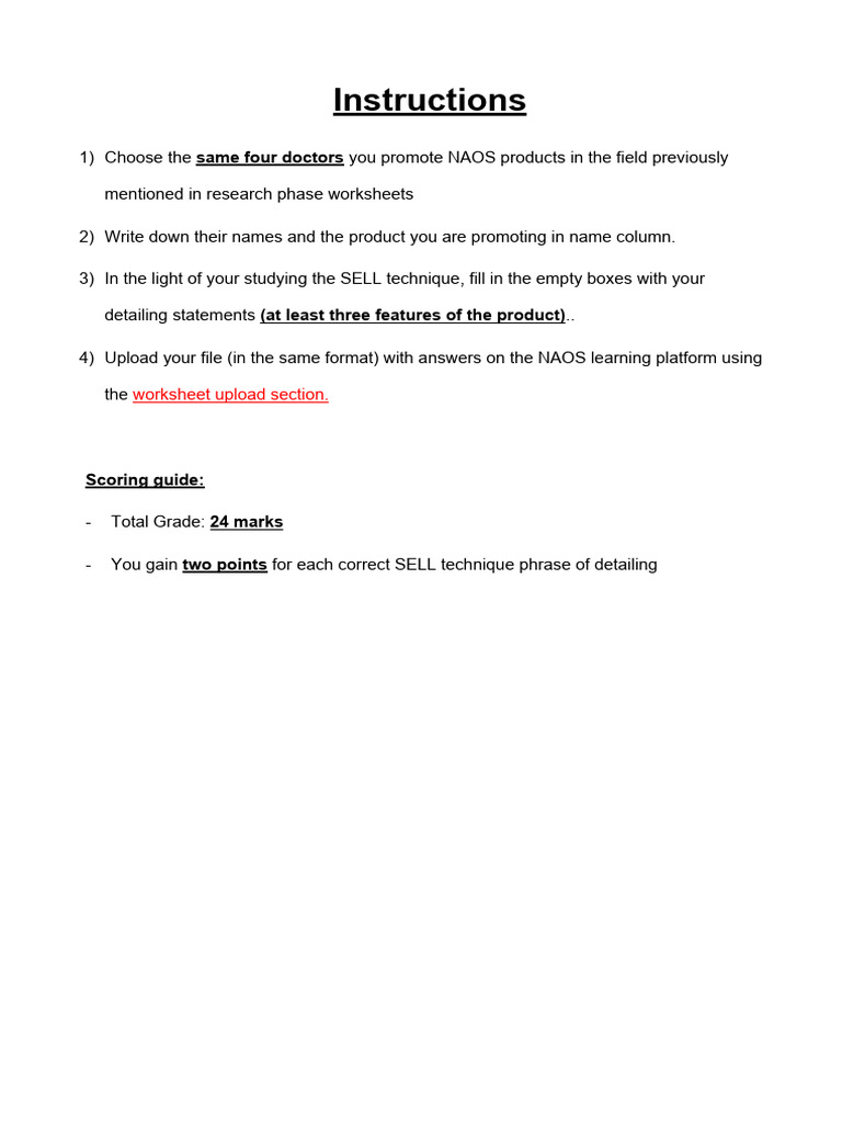 Please Upload Your Features Benefits Worksheet | PDF