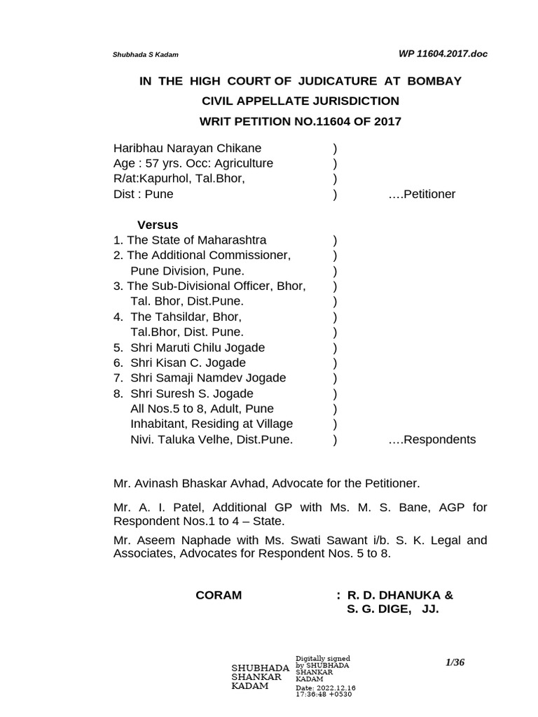 In The High Court of Judicature at Bombay Civil Appellate Jurisdiction WRIT PETITION NO.11604 OF ...