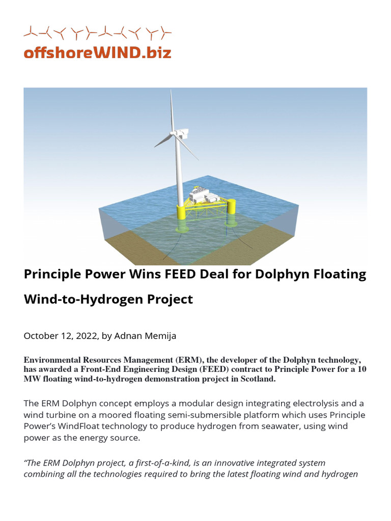 2022 OFFSHORE WIND Principle Power Wins FEED Deal For Dolphyn Floating Wind | PDF | Offshore ...