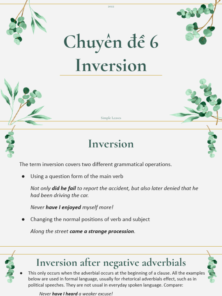 Chuyên Đề 6 - Inversion - DONE | PDF | Verb | Syntax
