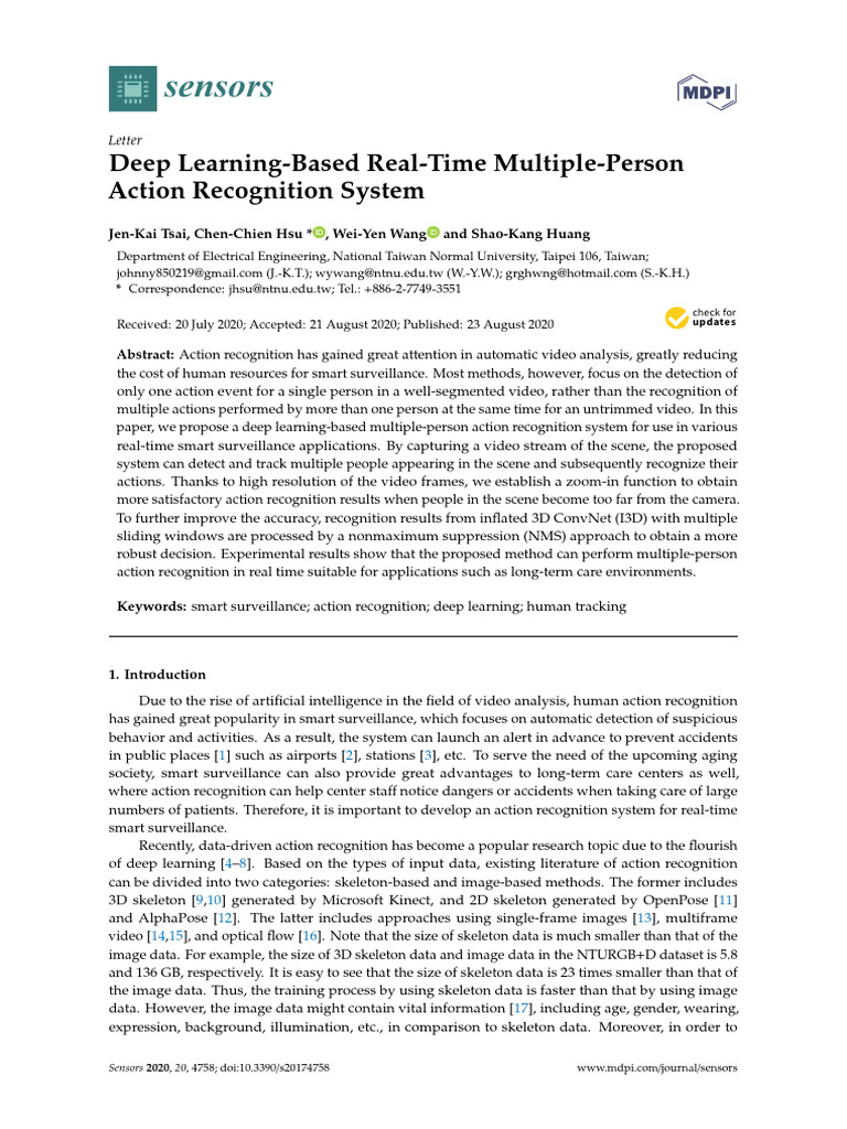 Tsai - Deep Learning-Based Real-Time Multiple-Person Action Recognition System - 21 | PDF ...