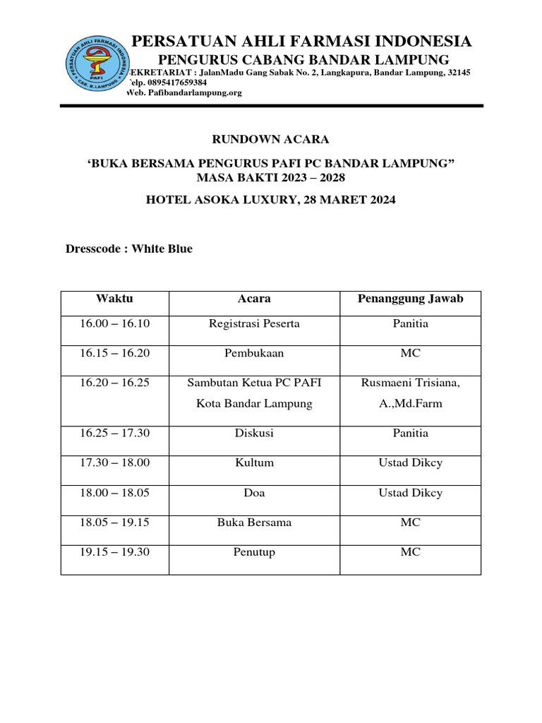 Rundown Acara Bukber | PDF