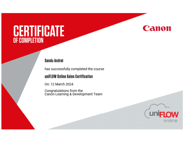 AS - Canon uniFLOW Online Sales Certification | PDF