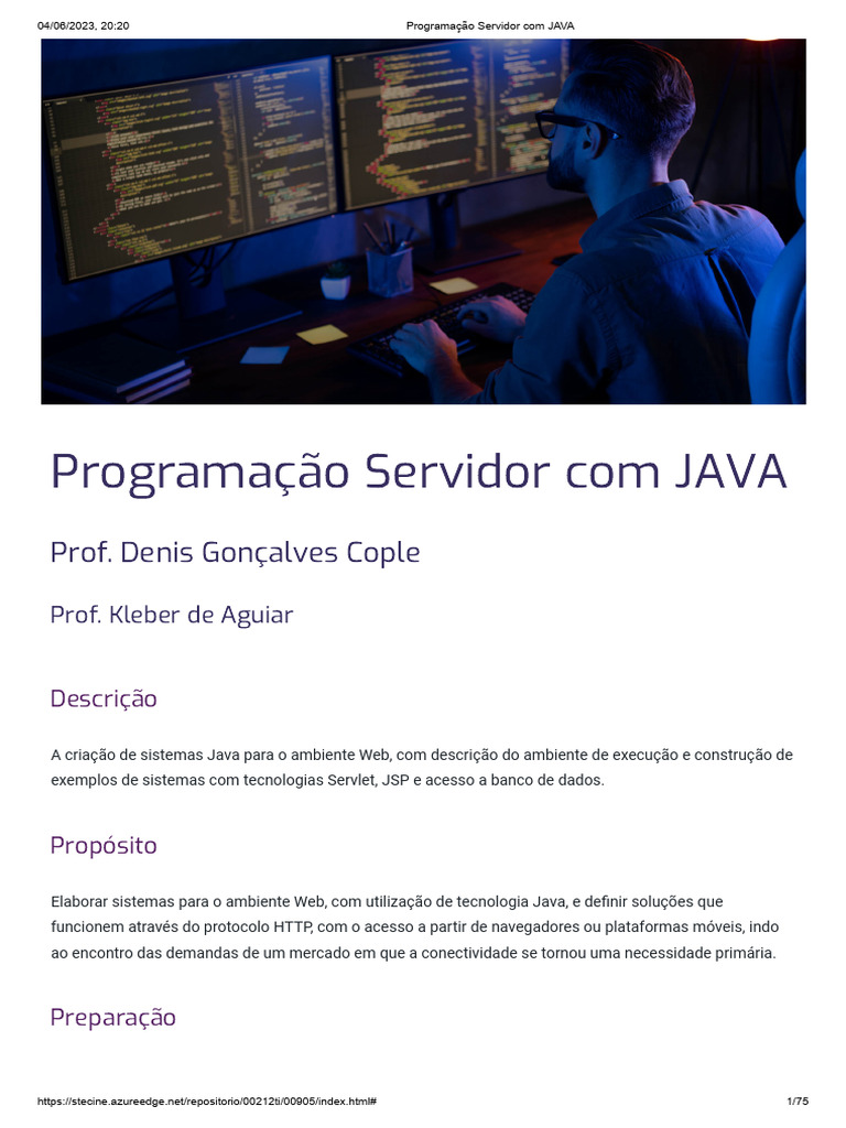 Programação Java para Servidores Web | PDF | Servidor (informática ...