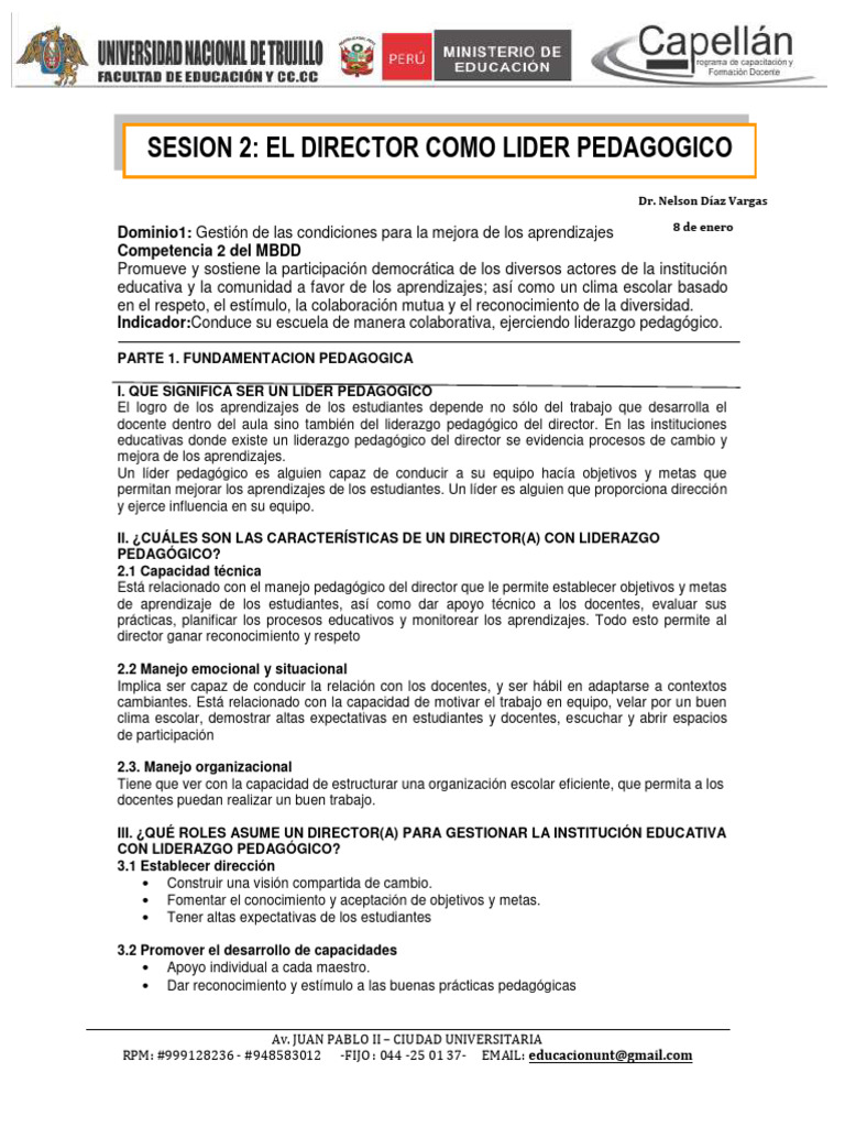 8 Enero - NELSON - MODULO LIDERAZGO PEDAGOGICO | PDF | Enseñando | Pedagogía