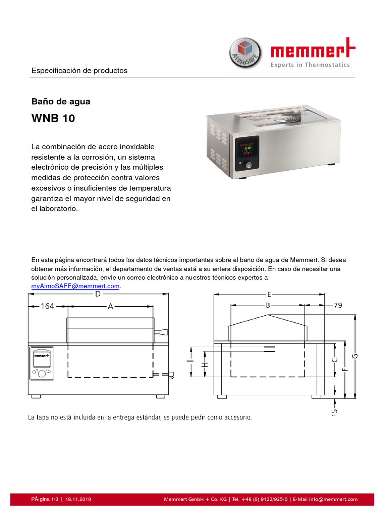 Memmert WNB-10 | PDF | Temperatura | Acero