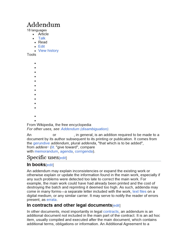 Addendum | PDF | Addendum | Document