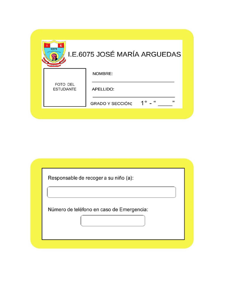 Modelo de Carnet 1 Er Grado | PDF