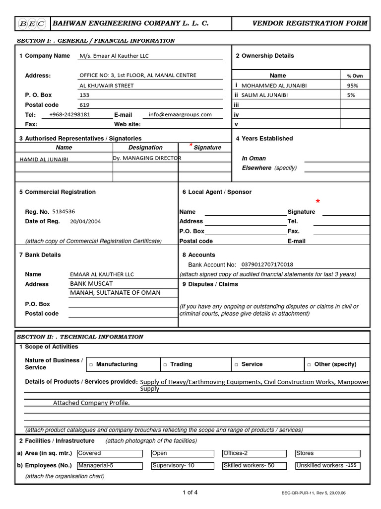 Vendor Registration Form | Download Free PDF | Iso 9000 | Quality ...