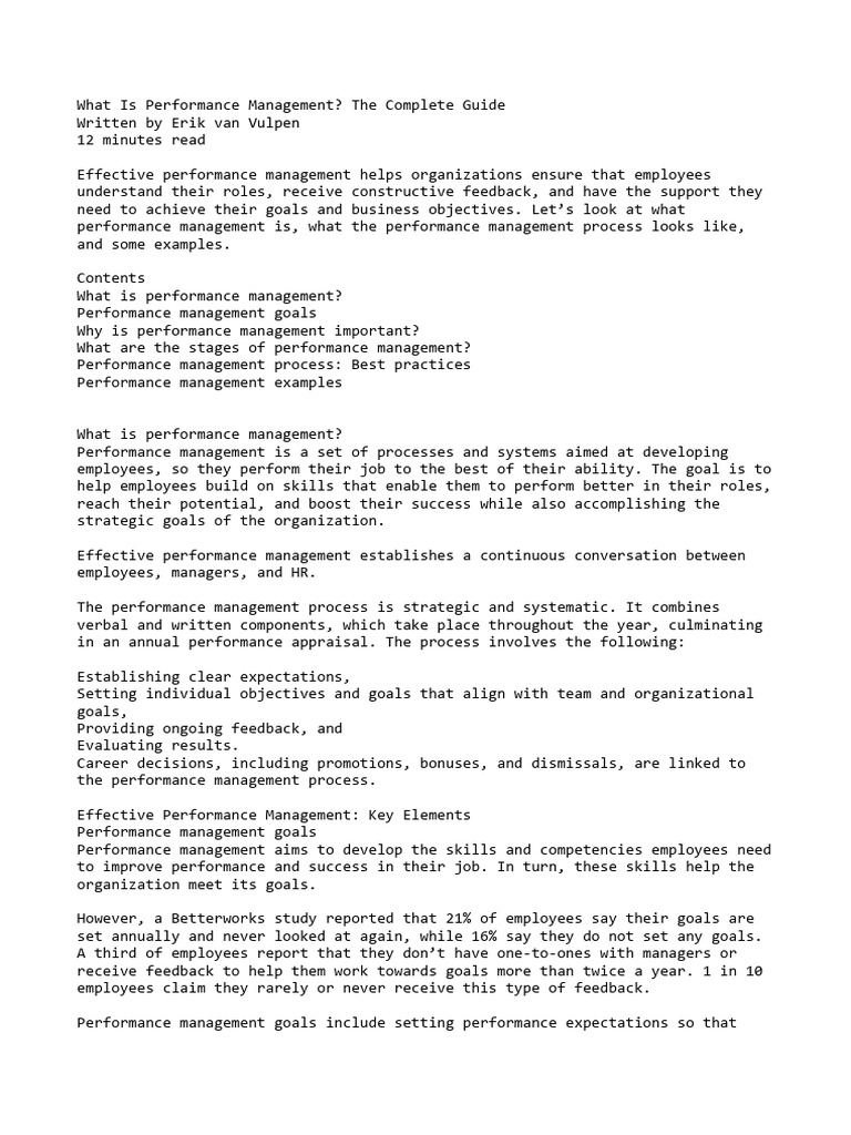 Performance Management Explained: A Guide | PDF | Career & Growth