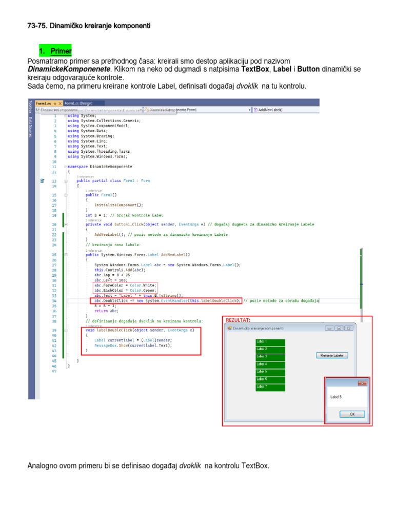 73-75 Dinamicko Kreiranje Komponenti | PDF