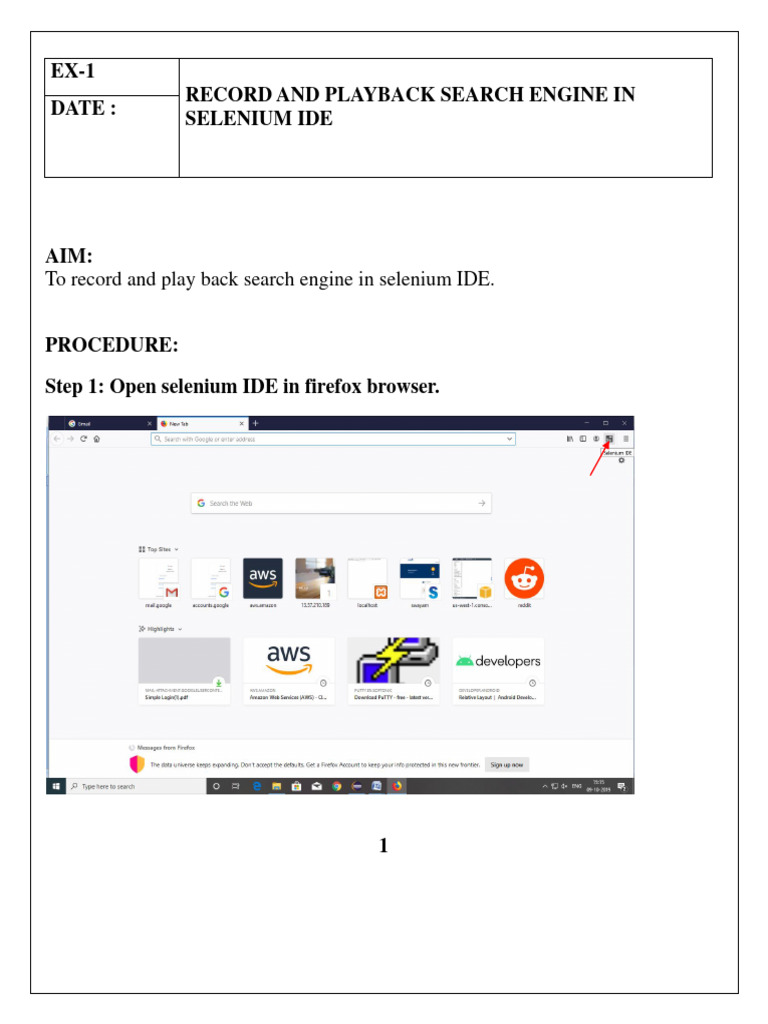 Software Testing Record New Pdf Selenium Software Computing