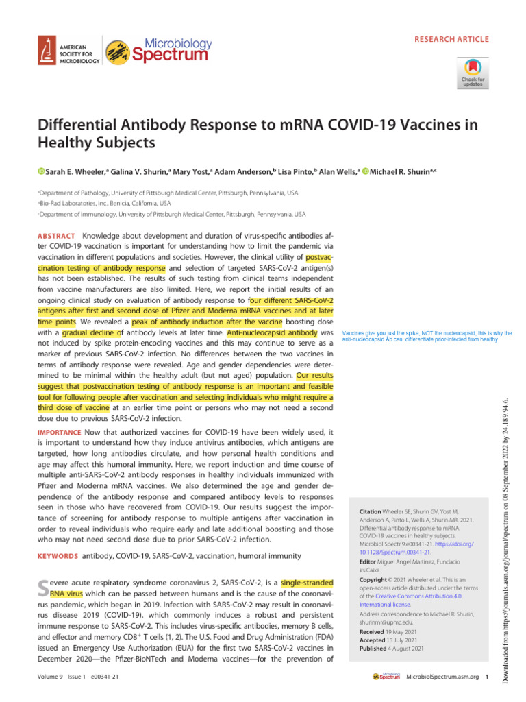 Wheeler Spectrum 2021 | PDF | Antibody | Virus