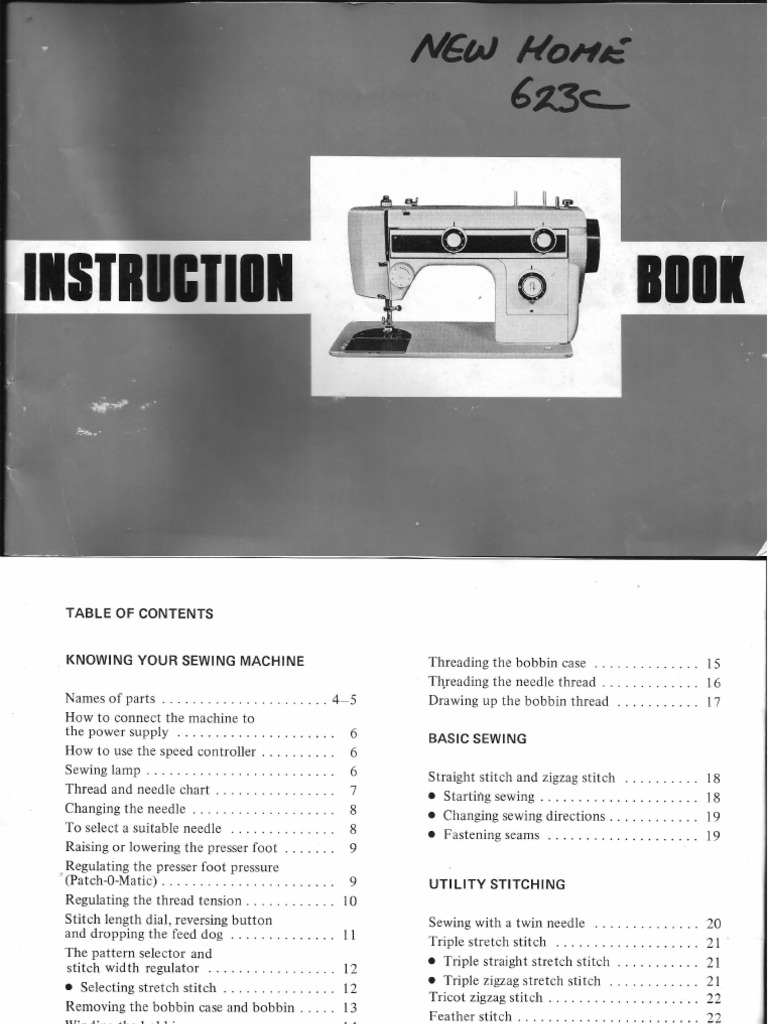 New Home 623C Sewing Machine Instruction Manual | PDF