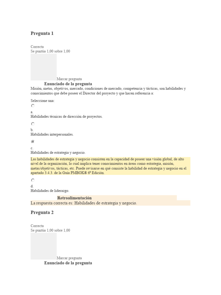 RESPUESTAS EXAMEN C3 Gestion de Proyectos 1 | PDF | Liderazgo | Ciencia ...