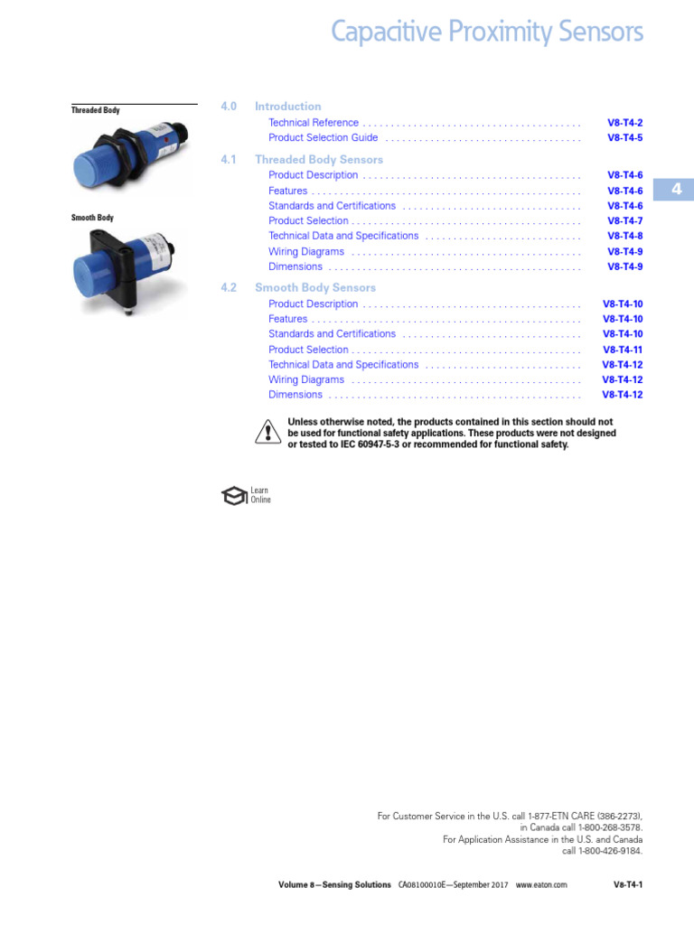 Catalogue TA - Capacitive Proximity Sensors - EATON | PDF | Capacitor | Electronic Oscillator