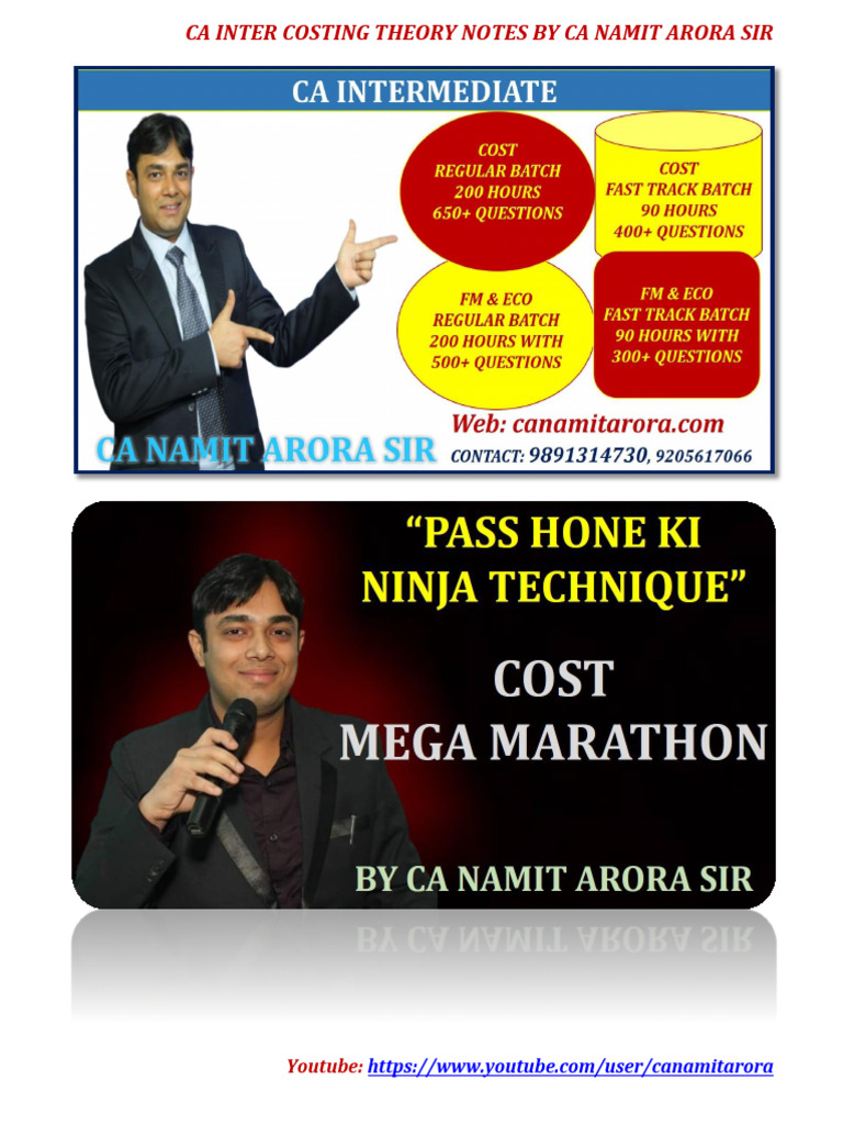 CA Inter Costing Notes by Namit Arora | PDF | Cost Accounting ...