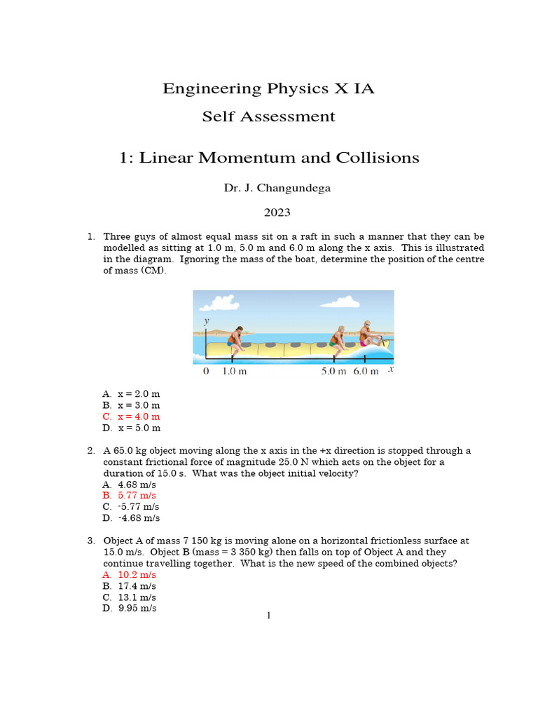 6 - Lecture Examples - Linear Momentum and Collisions (1) | PDF | Force | Collision