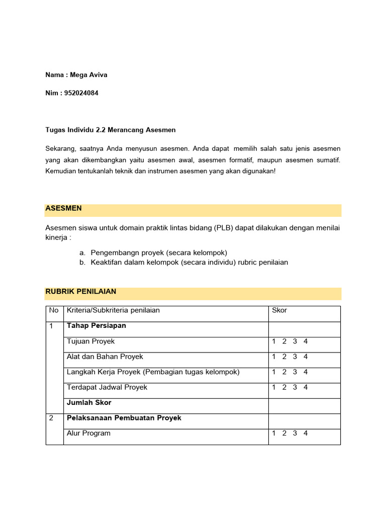 Tugas Individu 2.2. Menyusun Instrumen | PDF