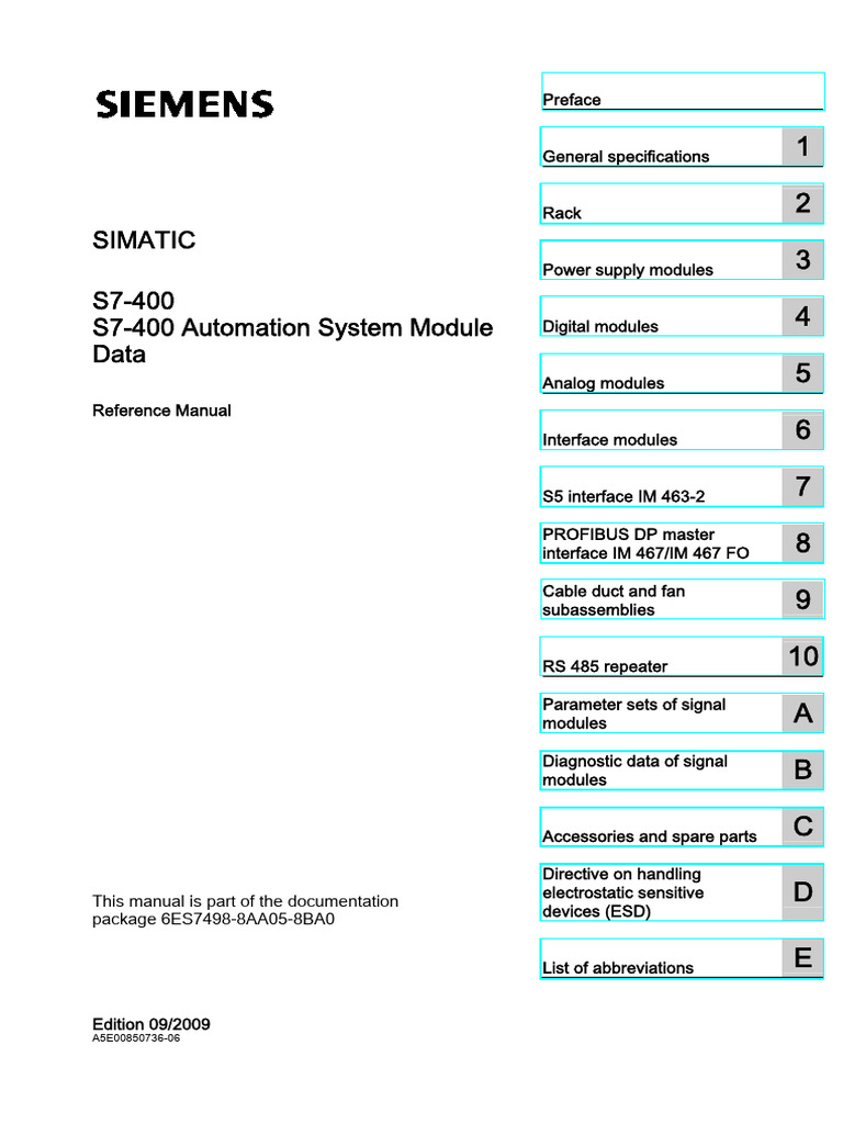 Simatic s7-400 Module Data | PDF | Electrostatic Discharge | Parameter (Computer Programming)