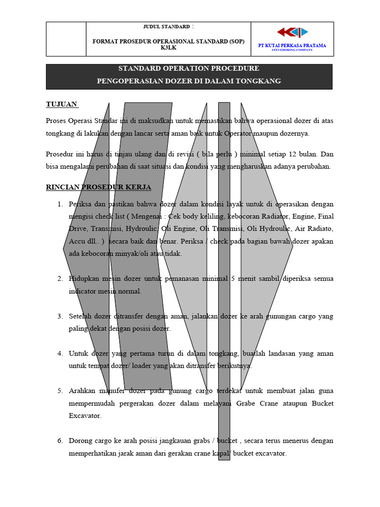 Pengoperasian Dozer D DLM Tongkang SOP | PDF