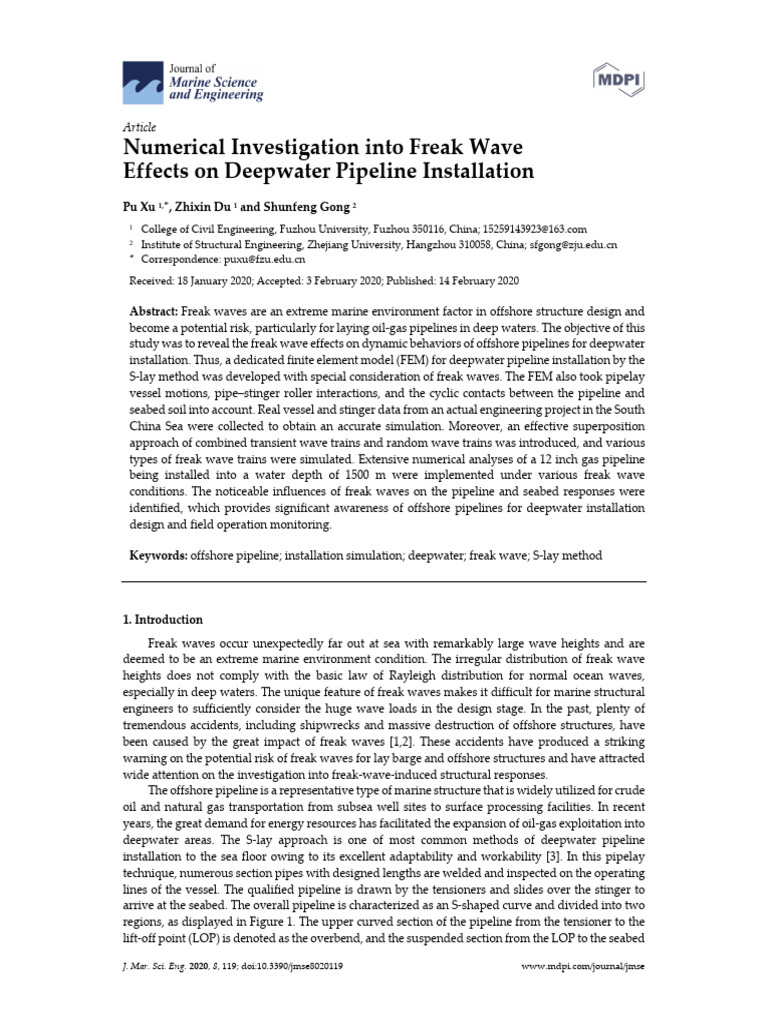 Numerical Investigation Into Freak Wave Effects On | PDF | Waves | Deformation (Engineering)