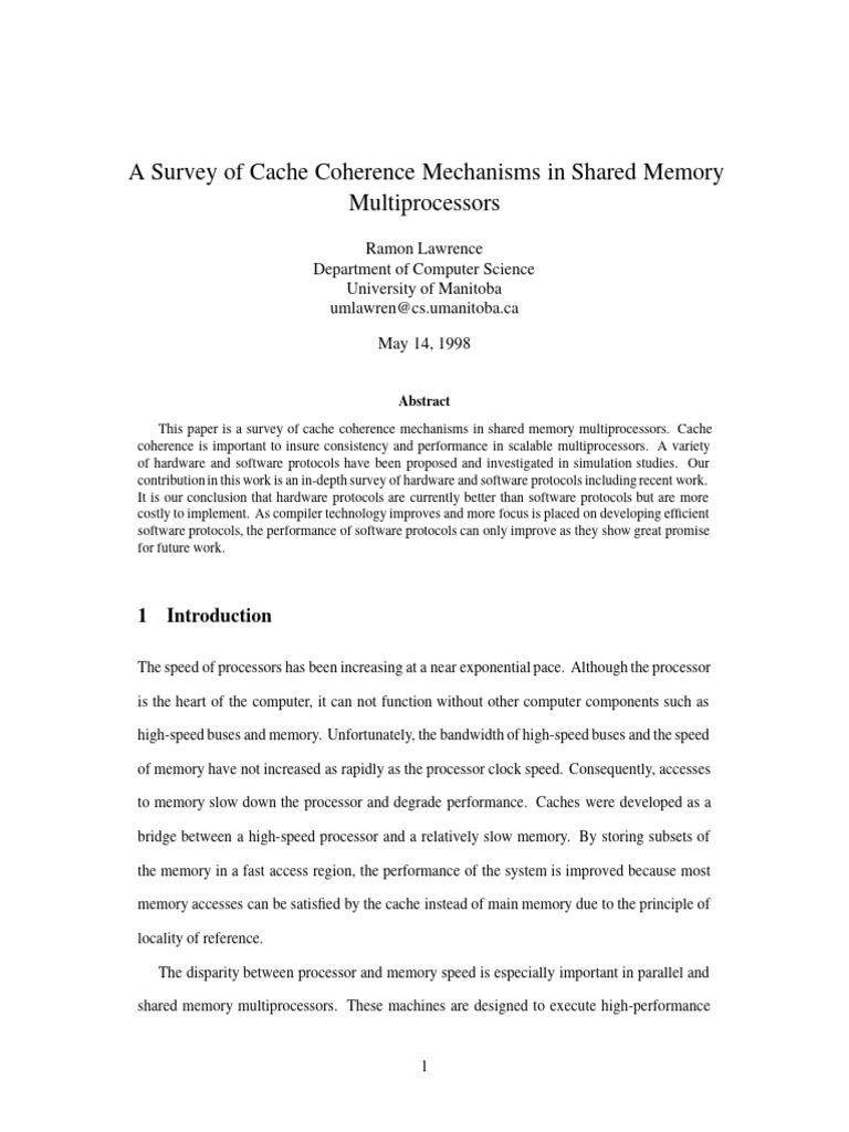 Cache Coherence in Shared Memory Systems | PDF | Cpu Cache | Cache (Computing)